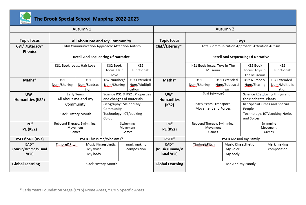 Curriculum Mapping The Brook
