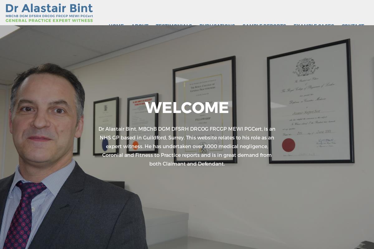 Dr Alastair Bint GP expert witness : Dr Alastair Bint GP expert