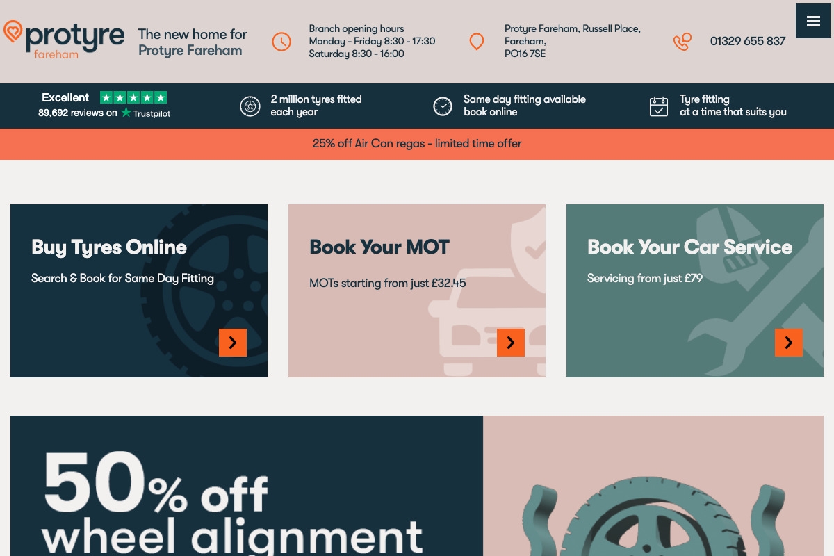 Protyre Fareham, Buy MOTs, servicing and tyres online : Micheldever ...